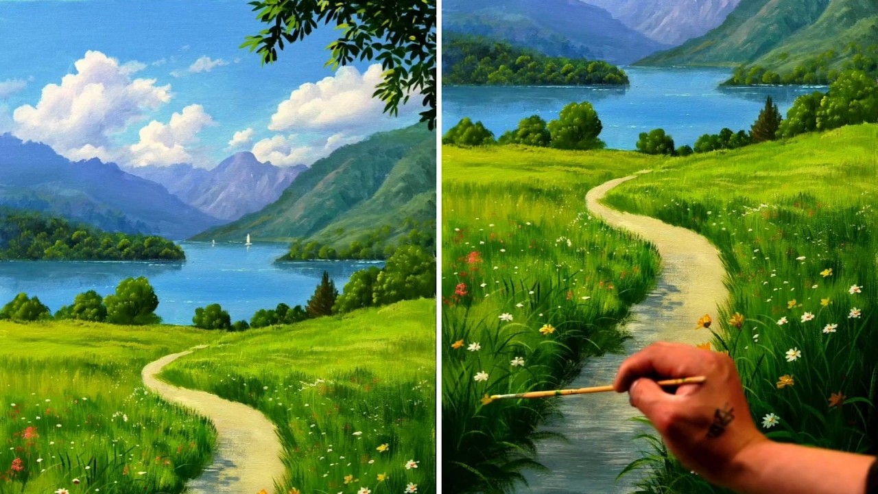 Beautiful Landscape Painting EP25 | Step By Step Painting Tutorial ...