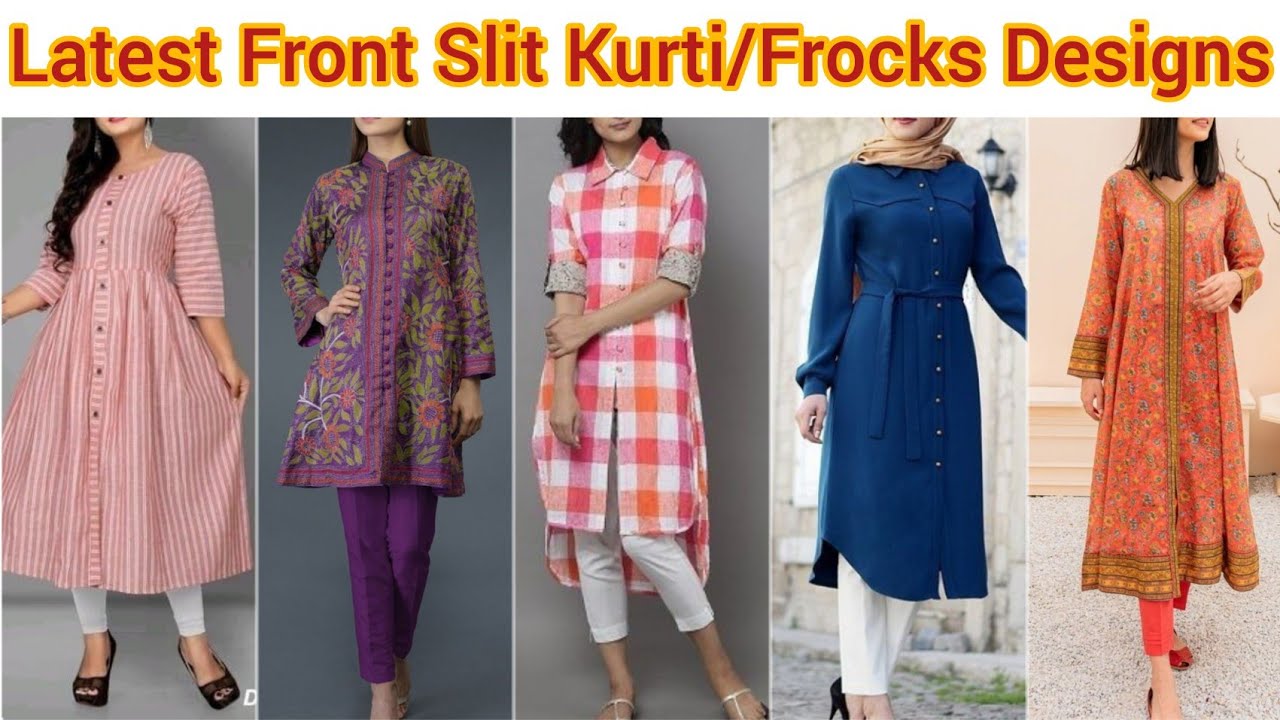 Latest Front Slit Kurti Designs 2023/Front Slit Frocks/Casual Dress ...