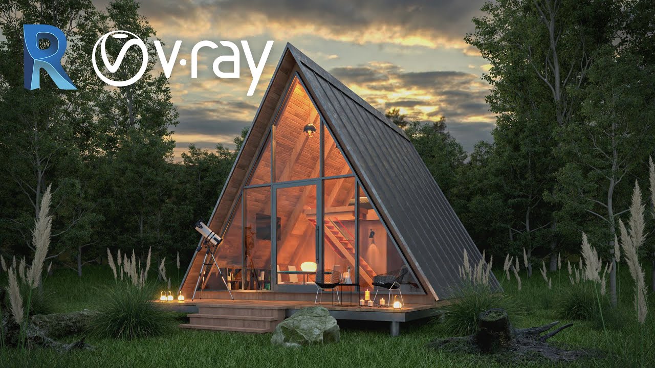 A-frame Wooden House - Revit Vray 5 - modeling and rendering - YouTube