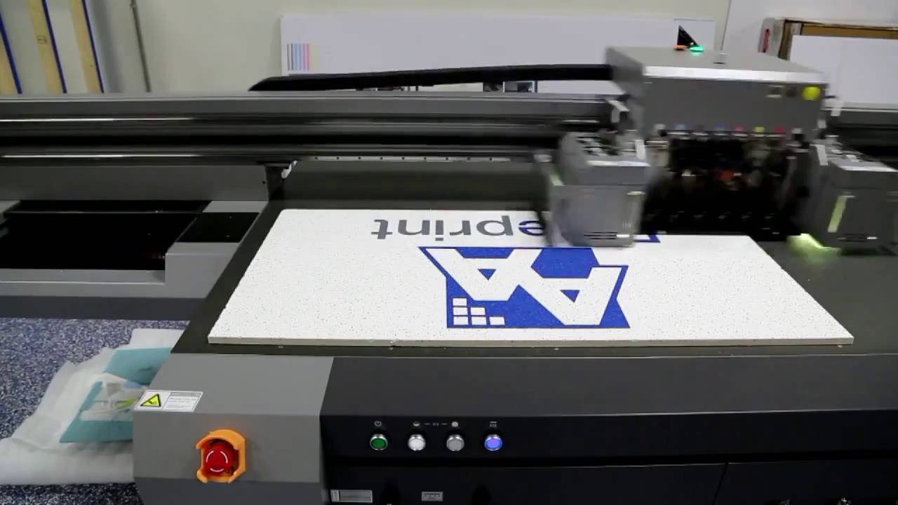 CET Q1000 Flatbed UV printer Custom Ceiling Tile Printing - YouTube
