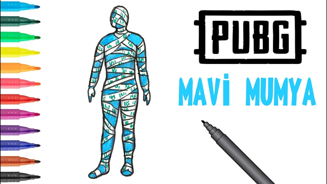 Easy Drawing Pubg Mobile Ultimate Mummy I Kolay Pubg Mobile Mavi Mumya ...