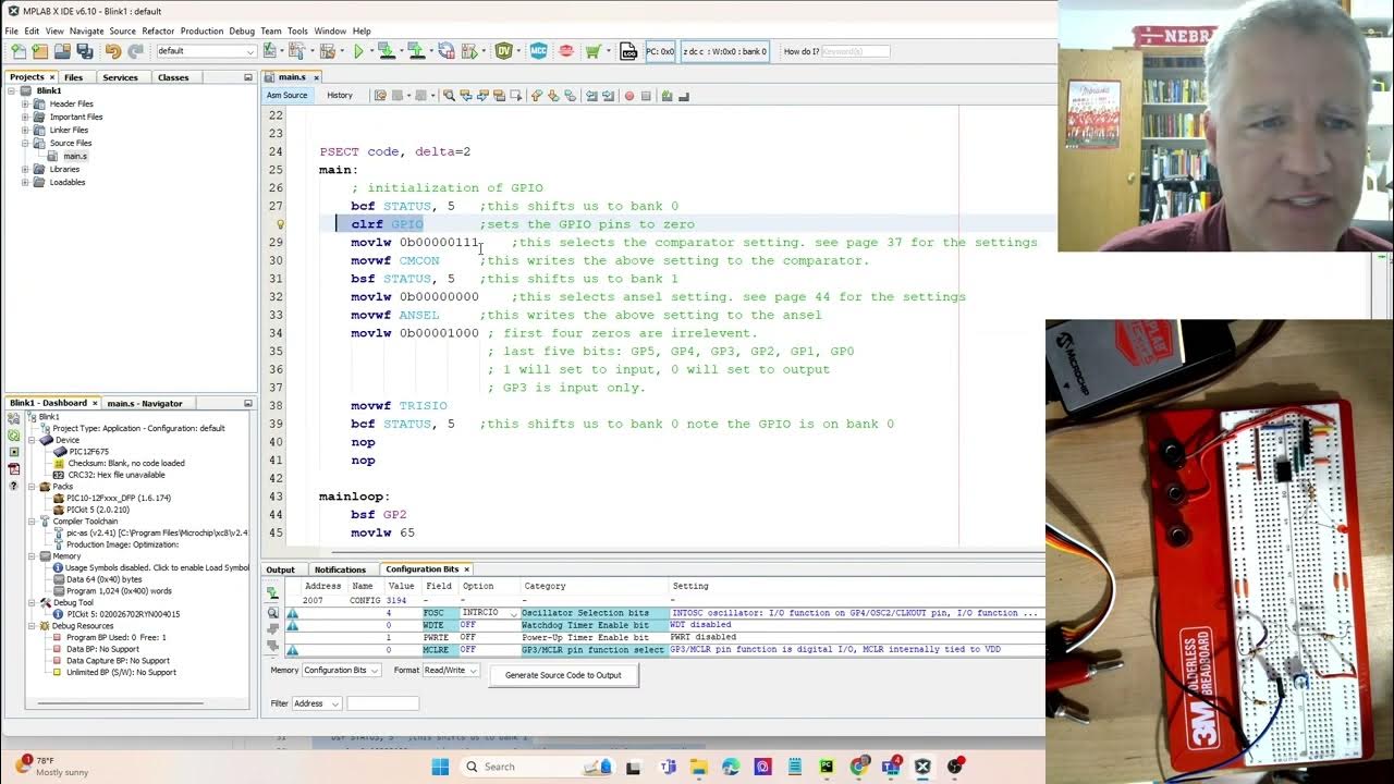 PIC12F675 Lab 0 - Setting Up Your MPLAB Development Environment and PICKIT 5. The Classic Blink ...