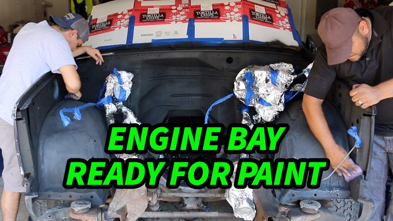 Our OBS chevy engine bay is ready for paint! - YouTube