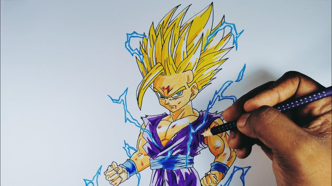 Drawing Gohan Super Saiyan 2 - YouTube