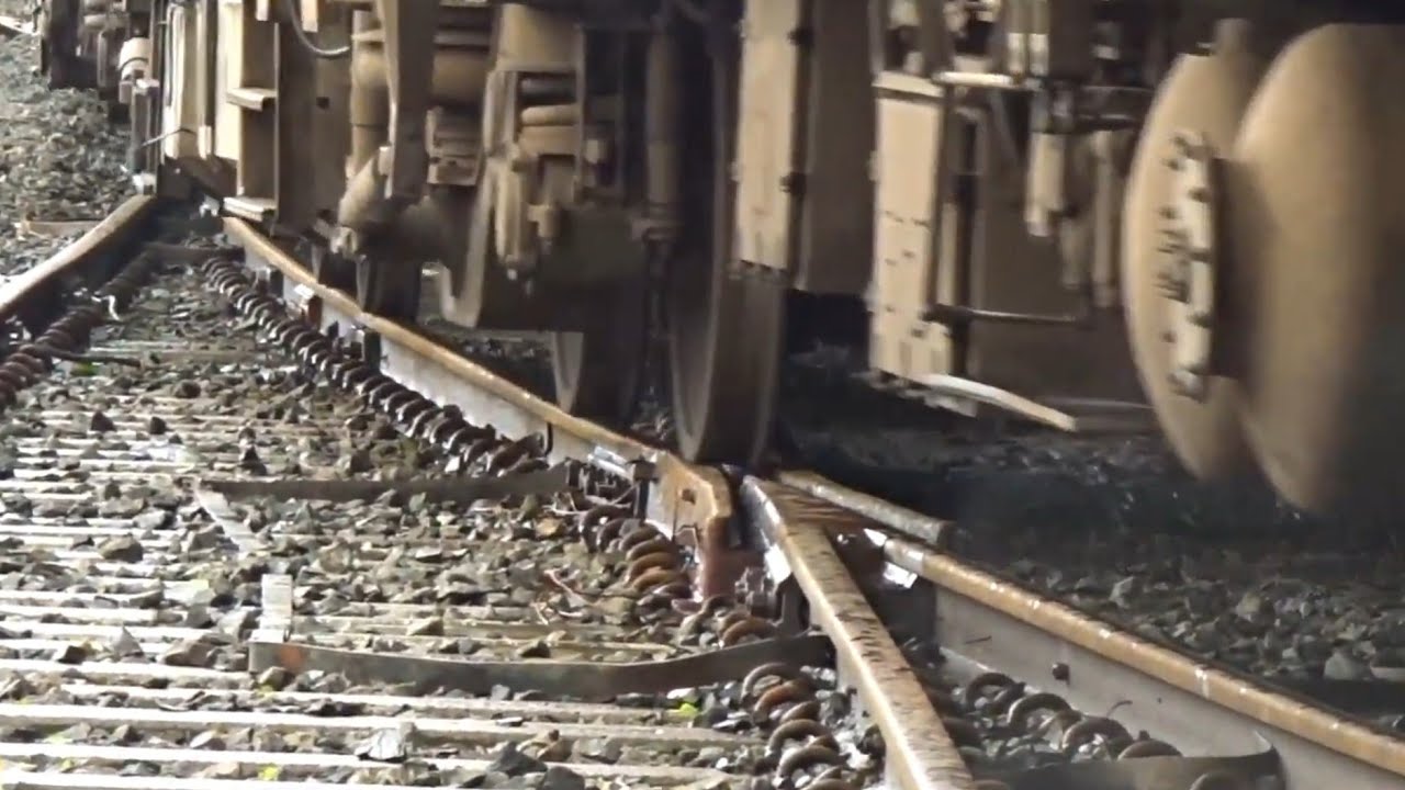 Close Up of Train Wheels changing Tracks - YouTube