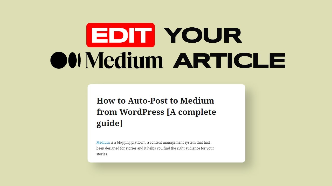 How to Edit Your Medium Article - YouTube