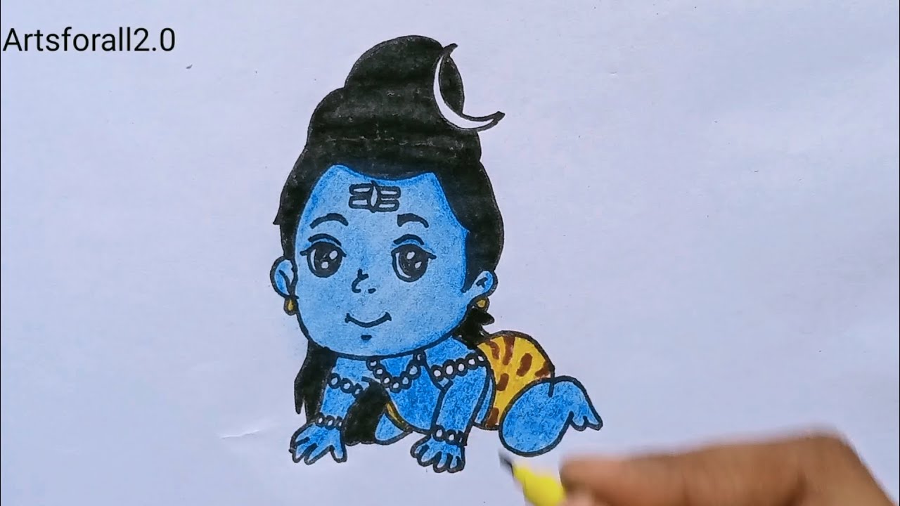 how to draw cute bhole nath drawing step by step easy - YouTube