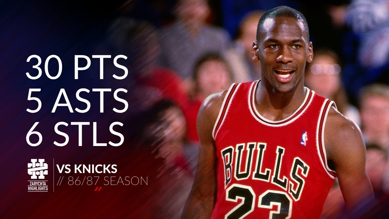 Michael Jordan 30 pts 5 asts 6 stls vs Knicks 86/87 season - YouTube