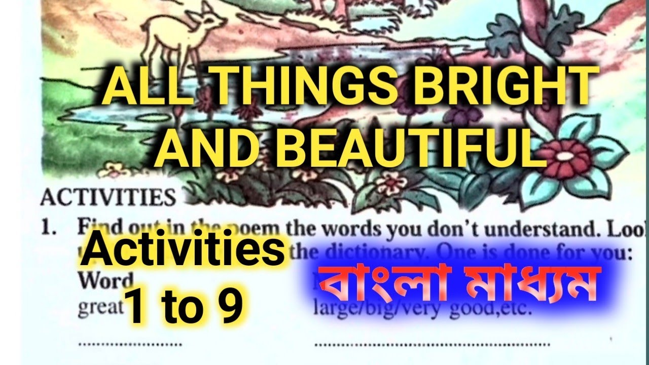 Class-5|English|All things bright and beautiful|Activities 1to9 - YouTube