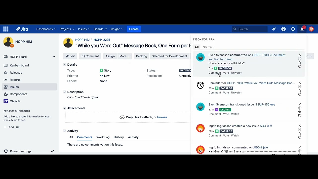 Inbox for Jira menu showcase - YouTube