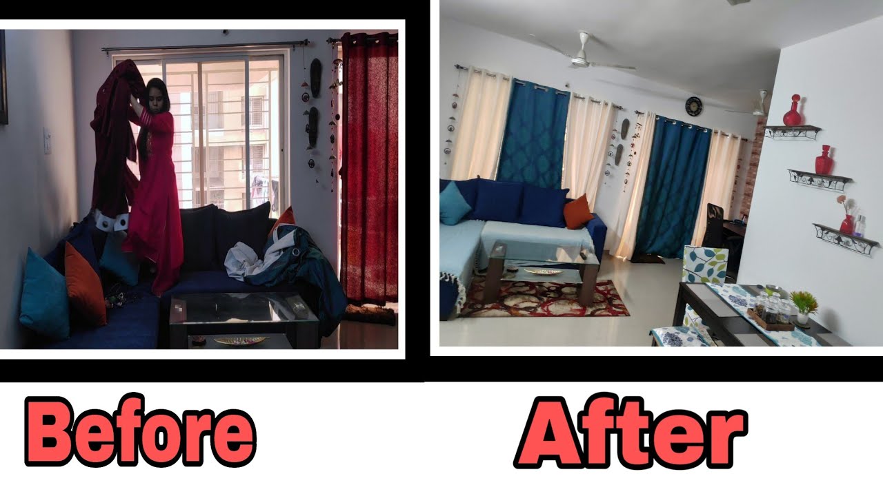 Living Room Makeover | Rental Friendly | Small Indian Living Room ...