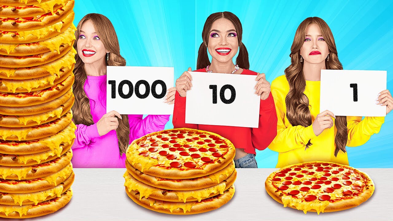 ENTKOMME DER 100 SCHICHTEN-ESSEN CHALLENGE || Riesiges VS winziges ...
