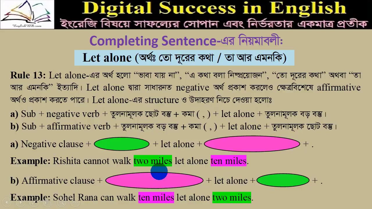 Completing Sentence: Let alone (Part-13) - YouTube