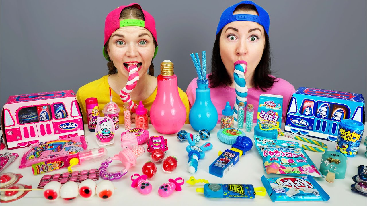 ASMR MUKBANG Color food challenge 블랙 블루 푸드 챌린지 Black vs Blue dessert ...