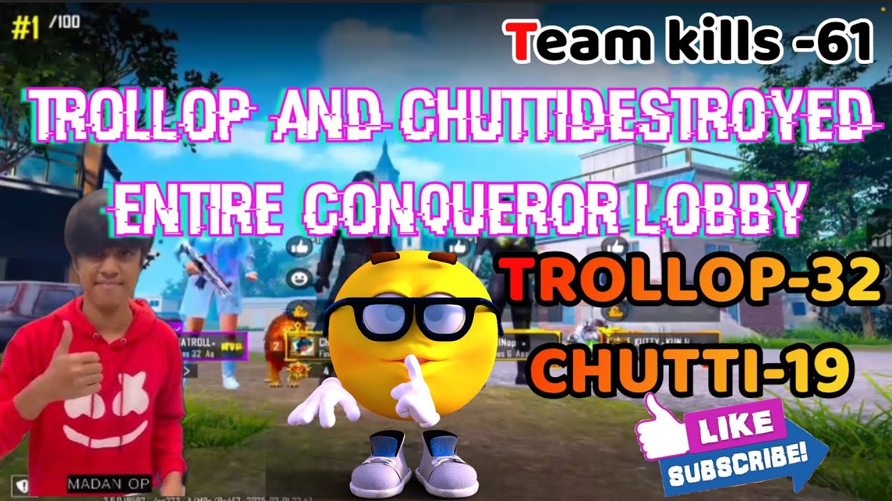 Chutti And Trollop motha lobbyium mudichitanga😎| 61 kills | Trollop ...