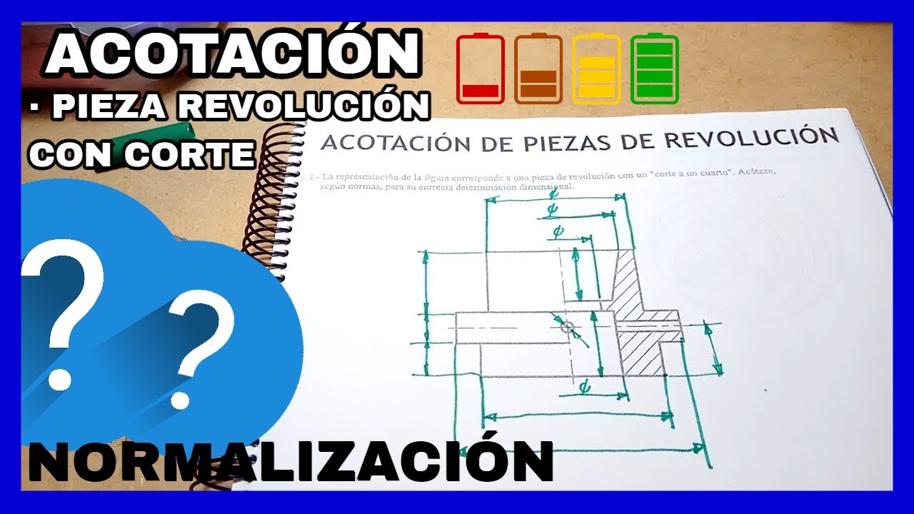 ACOTACIÓN - ¿Cómo ACOTAR pieza de revolución con corte🟡 [corte 1/4 ...