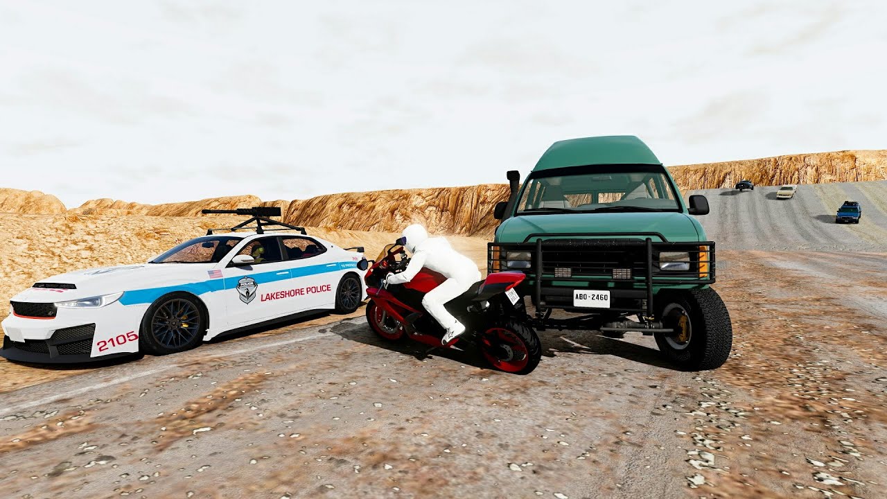 Cars Vs Angry Police With A Gun - BeamNG Drive - YouTube