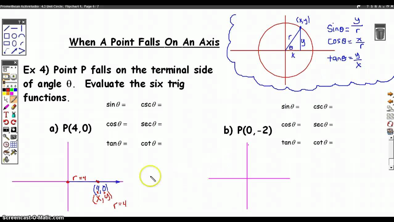 Evaluating Trig Funtions When a Point Falls On an Axis - YouTube