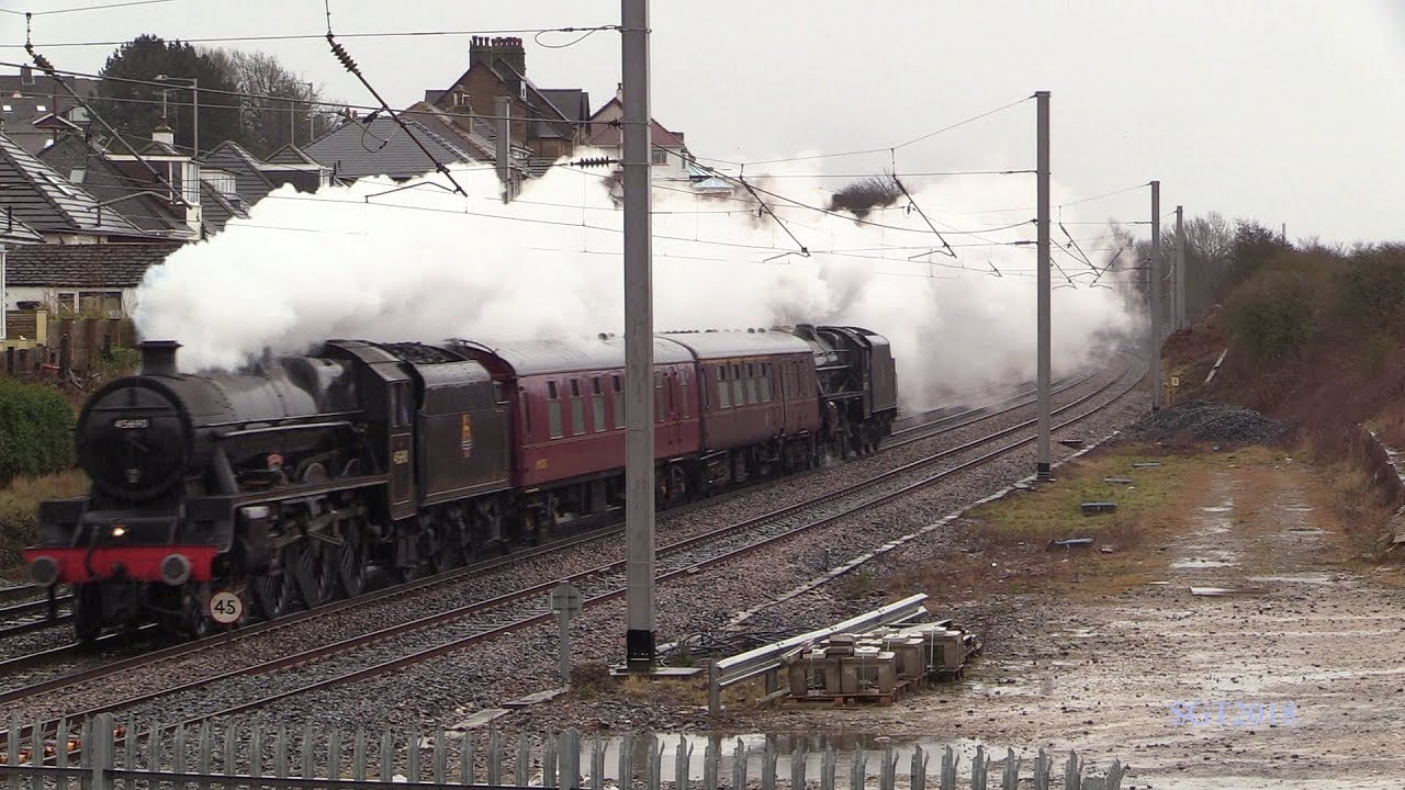 LMS 45690 & 45407 Scamper back to Carnforth 12/3/18. - YouTube