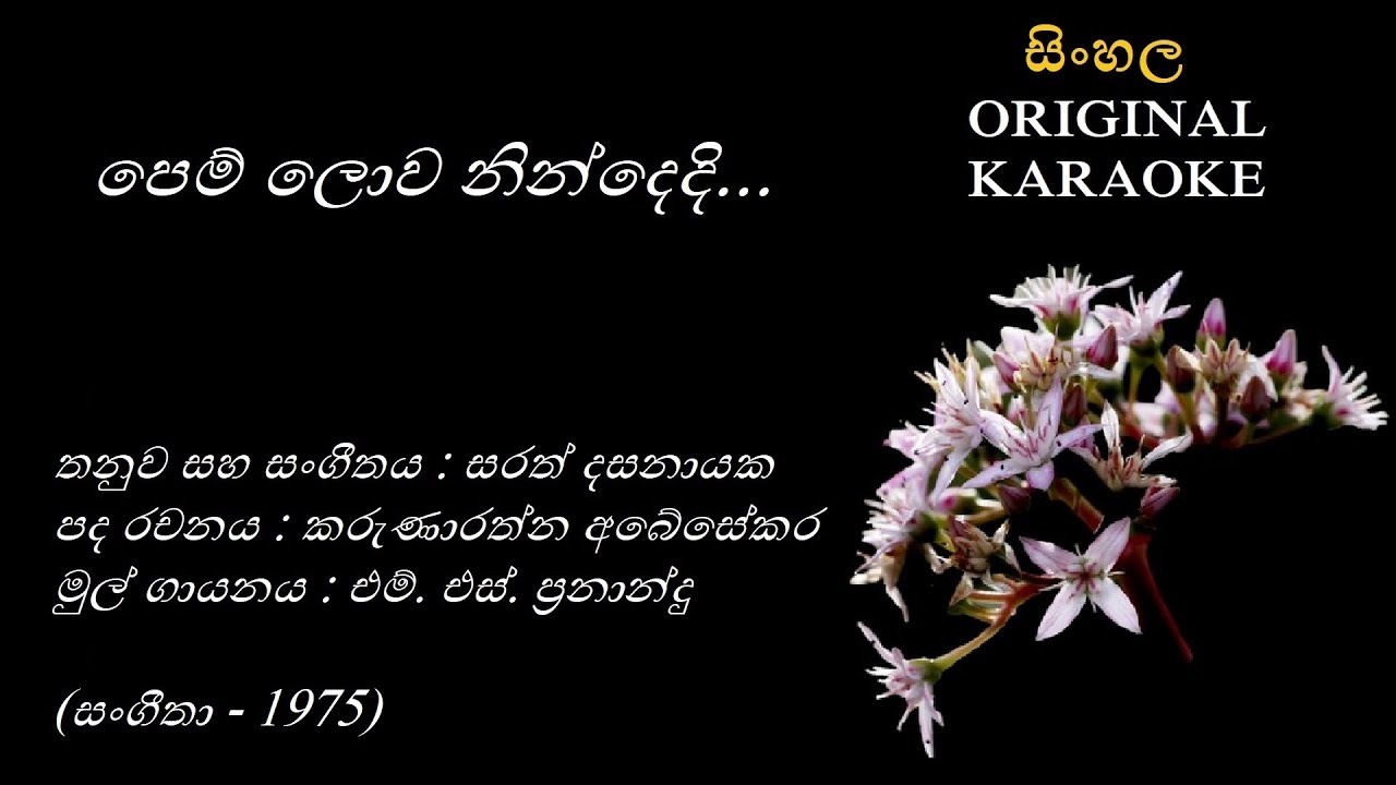 Pem Lowa Nindedi - පෙම් ලොව නින්දෙදි - KARAOKE - MS Fernando ...