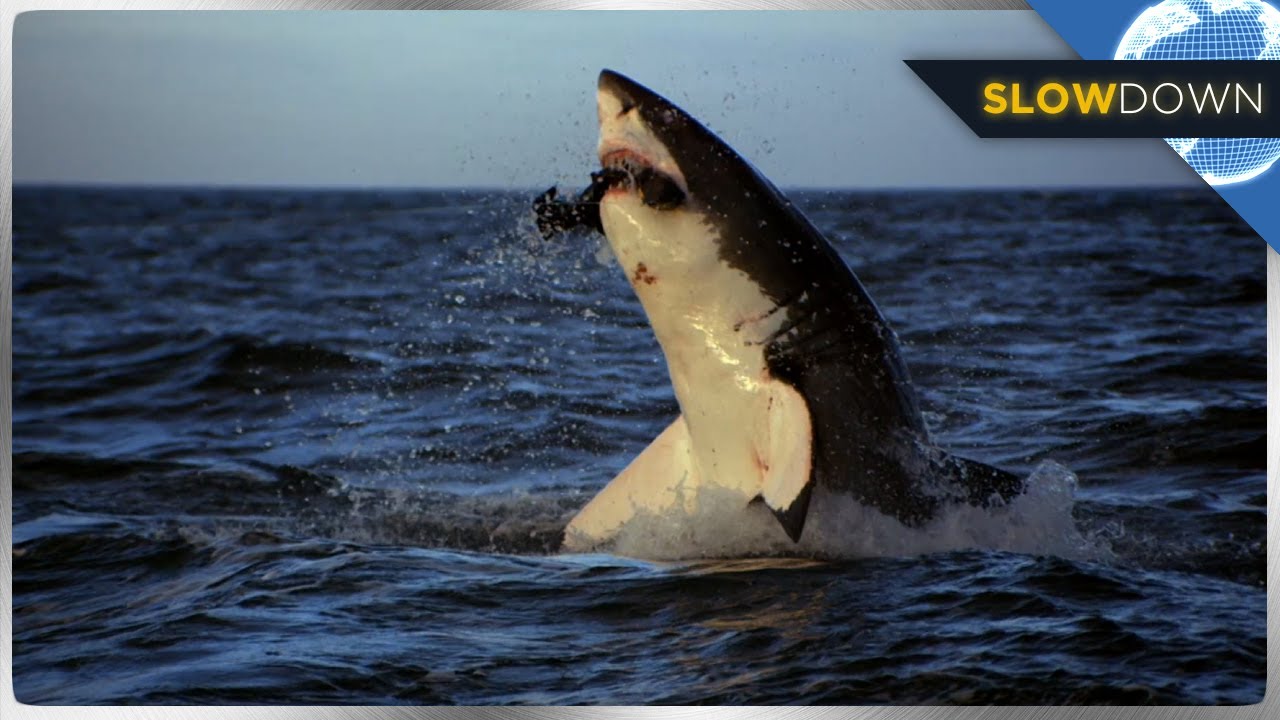 Great White Shark Breaches in SLOW MOTION - YouTube
