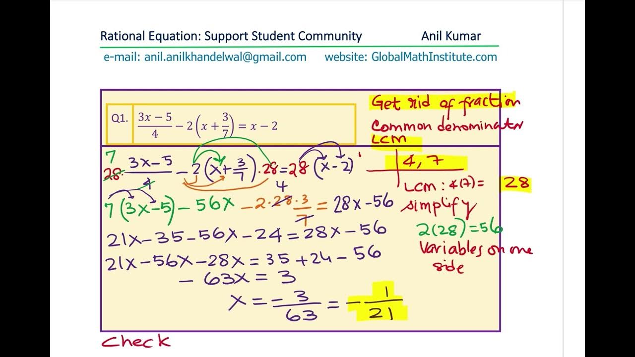 Solve Rational Equation Challenge for Middle School Students Keep ...