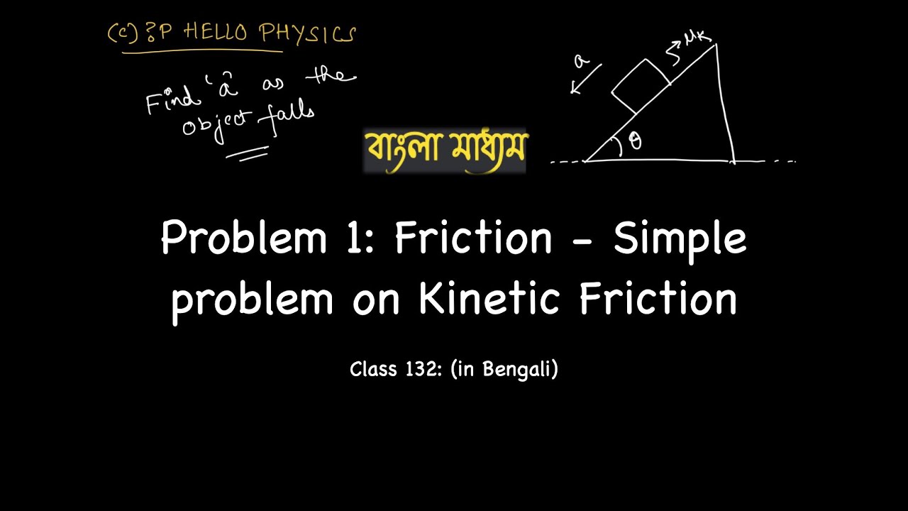 Class 132 Friction Problem 1: Simple case of object sliding down a frictional incline (in ...