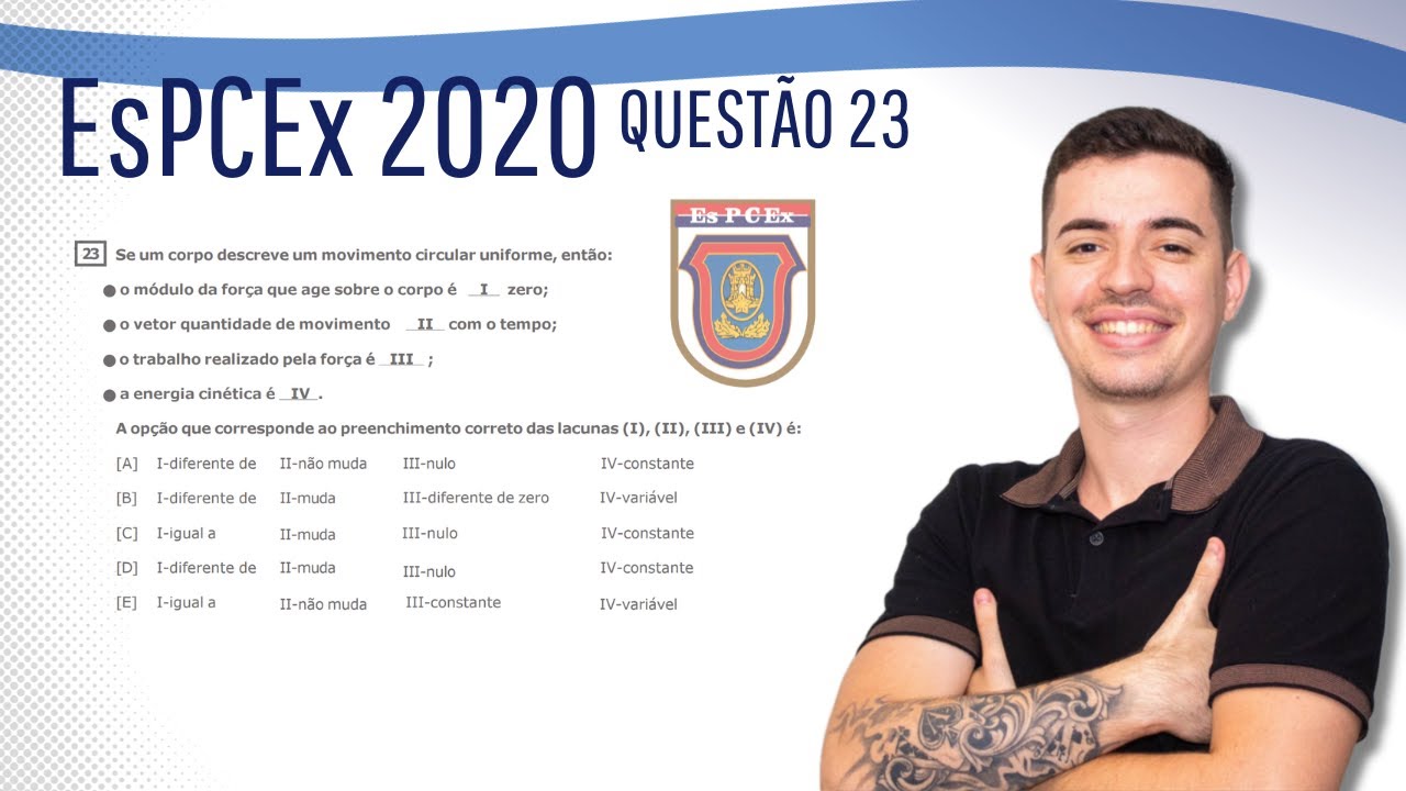 EsPCEx 2020 | Questão 23- Se um corpo descreve um movimento circular ...