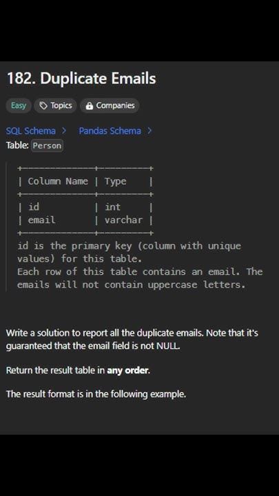 Duplicate Emails - LeetCode 182 - YouTube