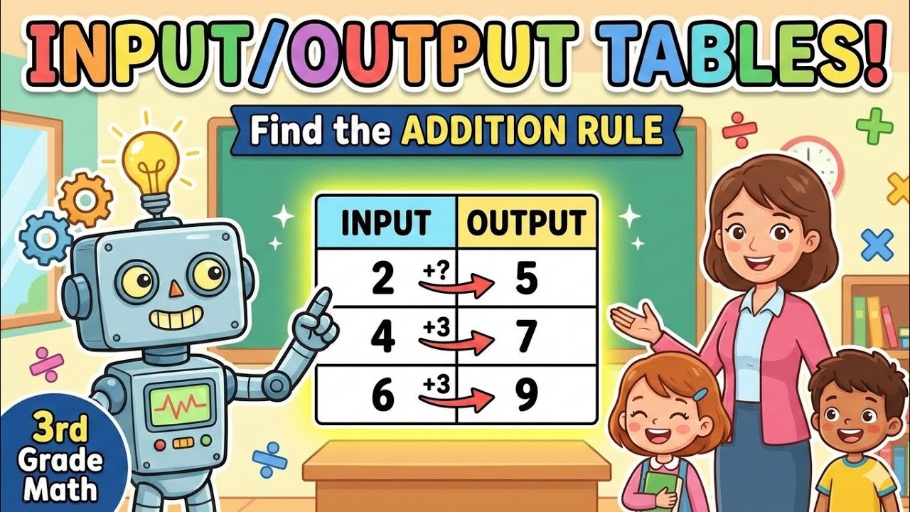 Finding addition rules for input output tables. (3rd grade math) - YouTube