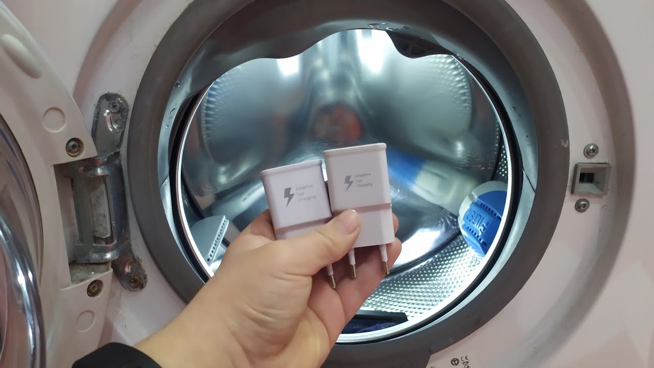 Experiment - Phone Chargers - In A Washing Machine - YouTube