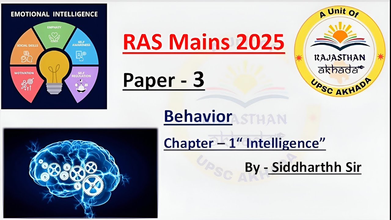 RAS Mains 2025 | Paper 3 | Behaviour | Part 1 | Intelligence ...
