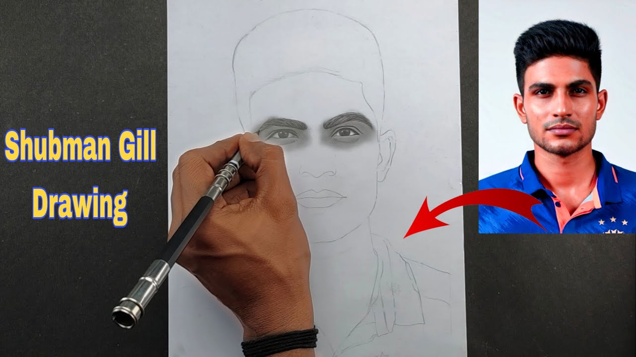 How to Draw Shubman Gill || Shubman Gill Drawing Easy || Shubman Gill ...