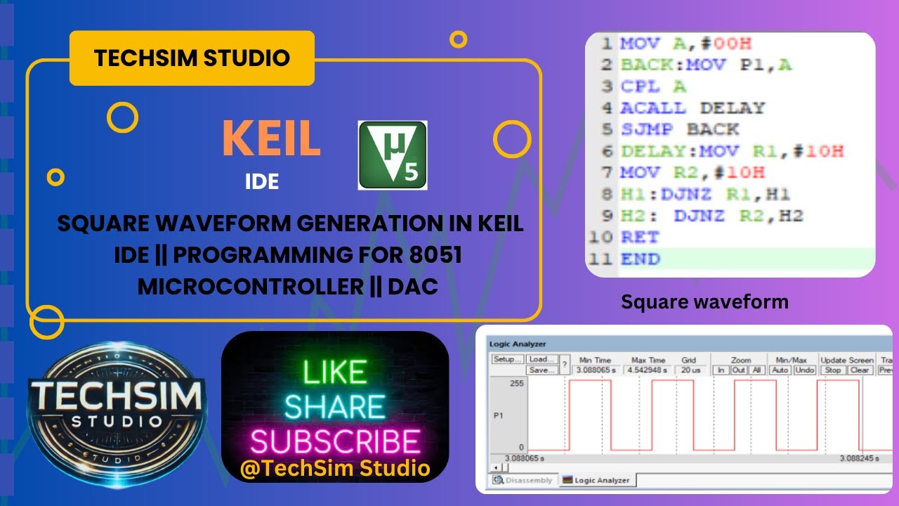 Square Waveform Generation Using Microcontroller Programming Keil 5734