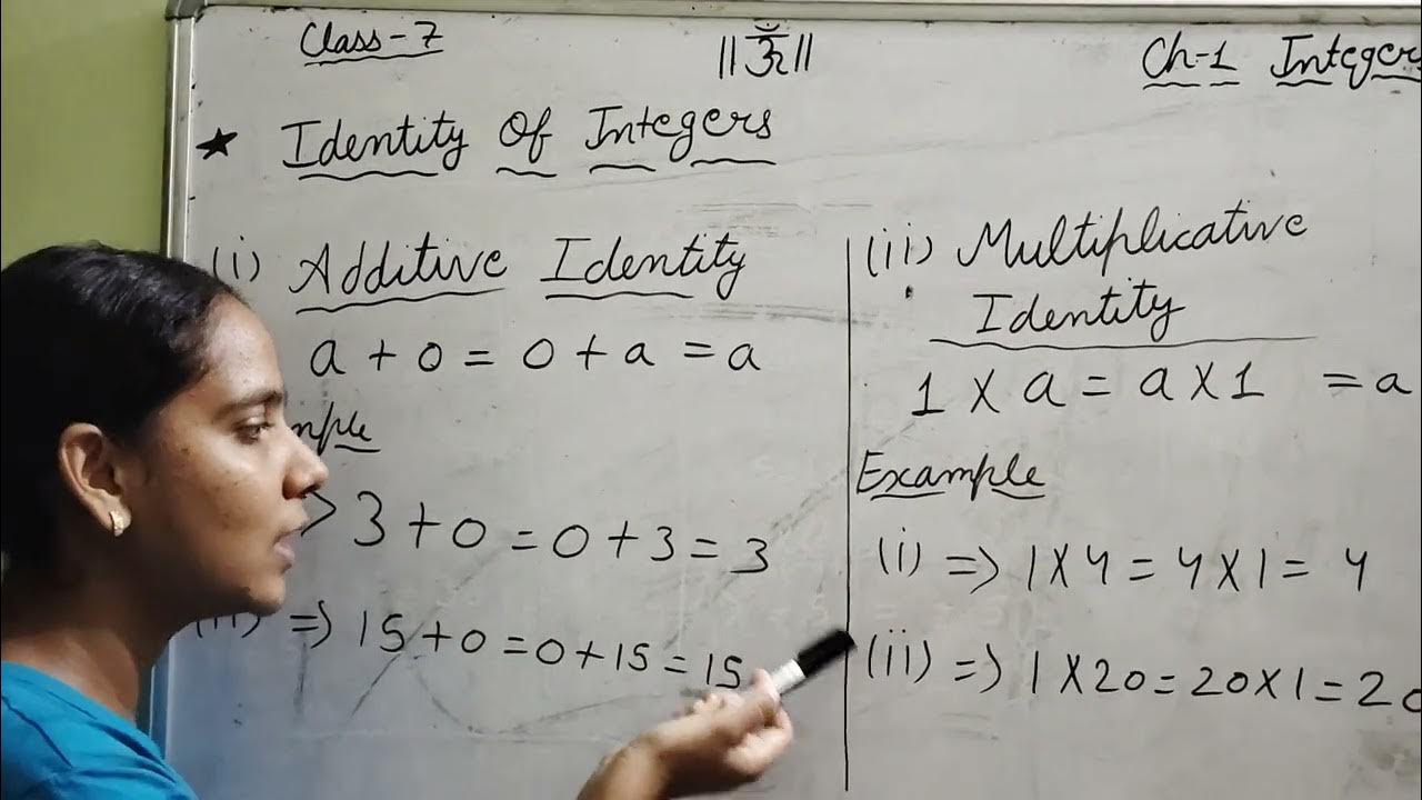class 7 | integers | identity of integers | additive and Multiplicative ...