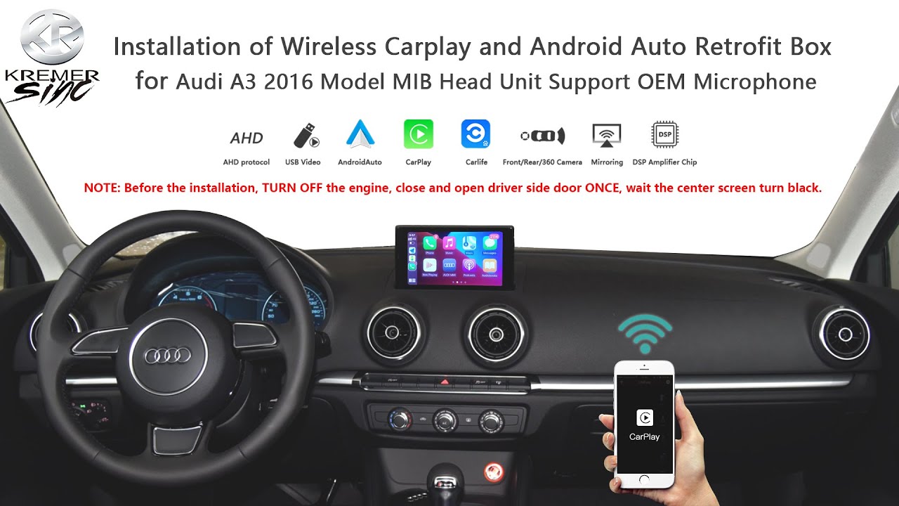 Installation of Audi A3 Wireless CarPlay 2016 Models MIB Head Unit 5G ...