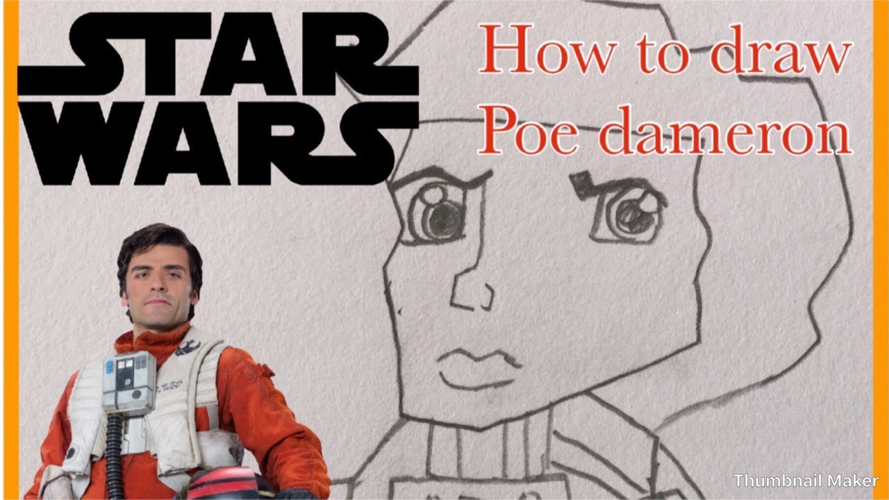 How To Draw POE DAMERON from STAR WARS!! - YouTube