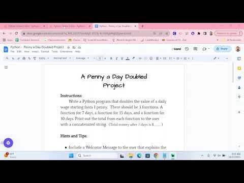 Penny a Day Doubled Python Project (Part 1) - YouTube