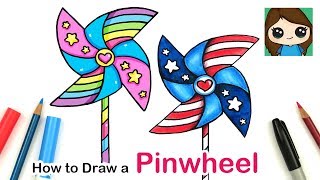 How to Draw a Pinwheel Easy - KidzTube