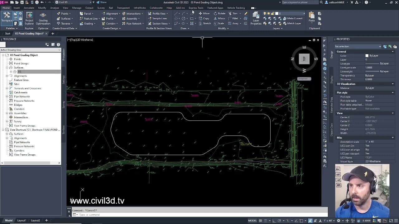 03 How to Create a Pond Grading Object in Civil 3D 2023 - YouTube
