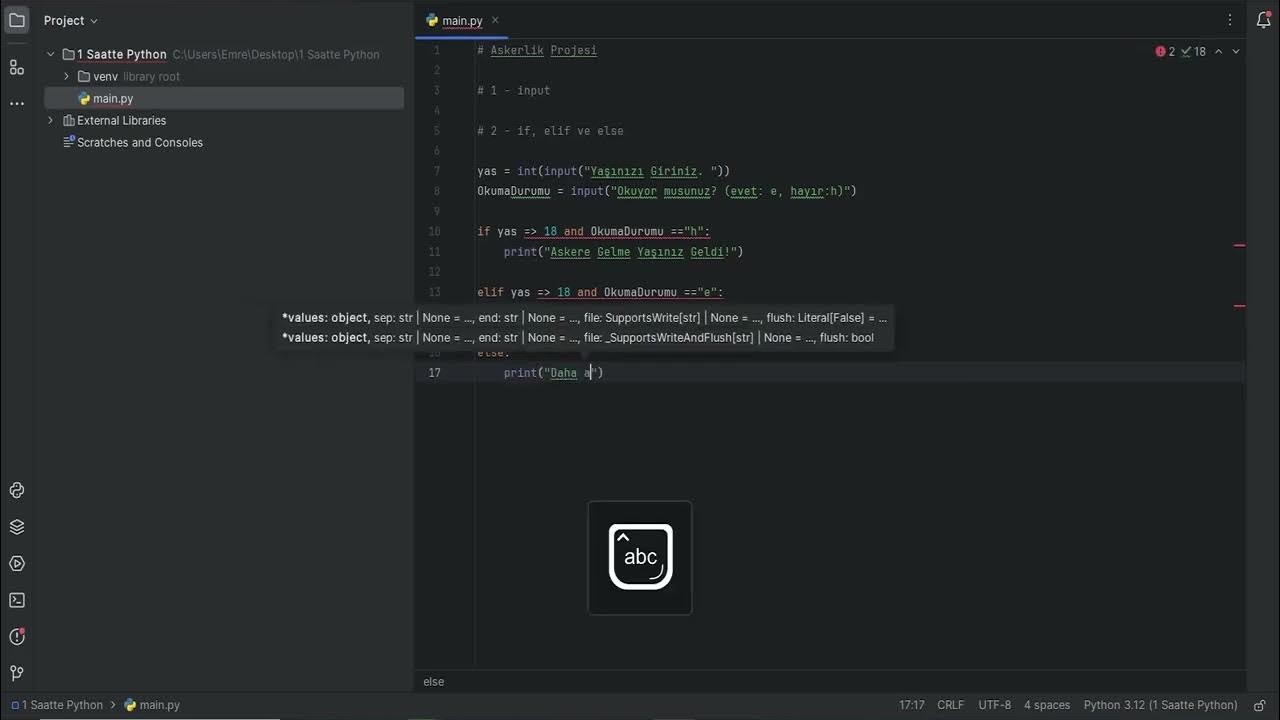 Python ile Askerlik Projesi Tasarlama ve While Komutu - YouTube