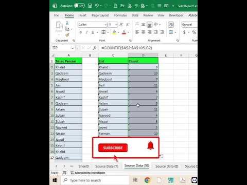 How to count unique names in a large list in excel #count #unique #list #viral - YouTube