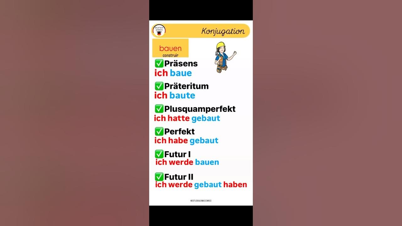 🇩🇪Konjugation des Verbs „bauen“🇩🇪 #deutsch #estudealemãocomigo # ...