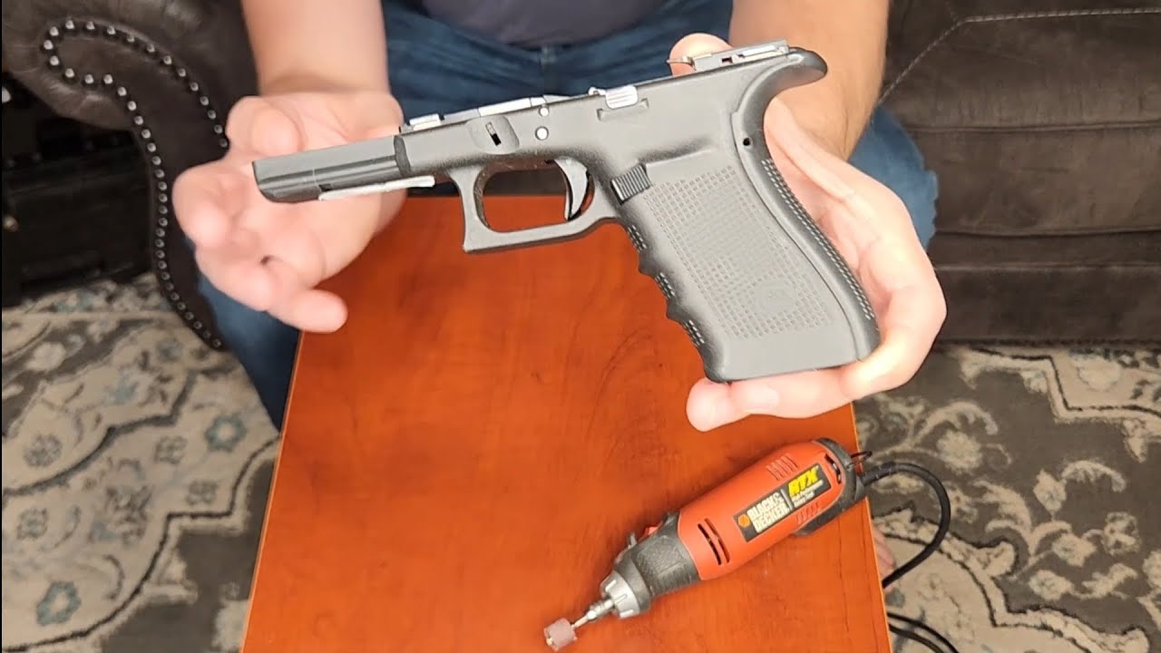 Hand stipple glock handle - YouTube