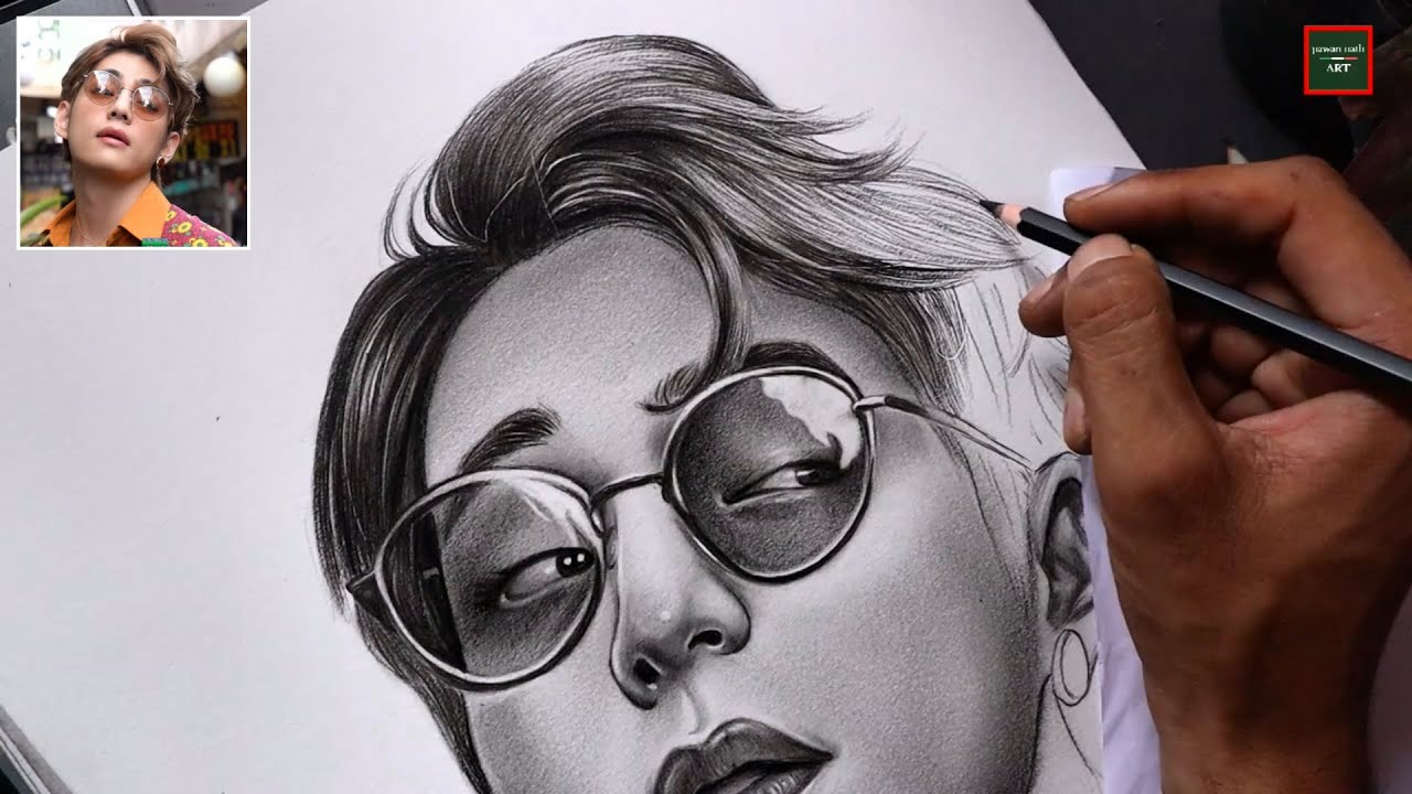 BTS v hair drawing // easy tutorial for realistic hair drawing with ...