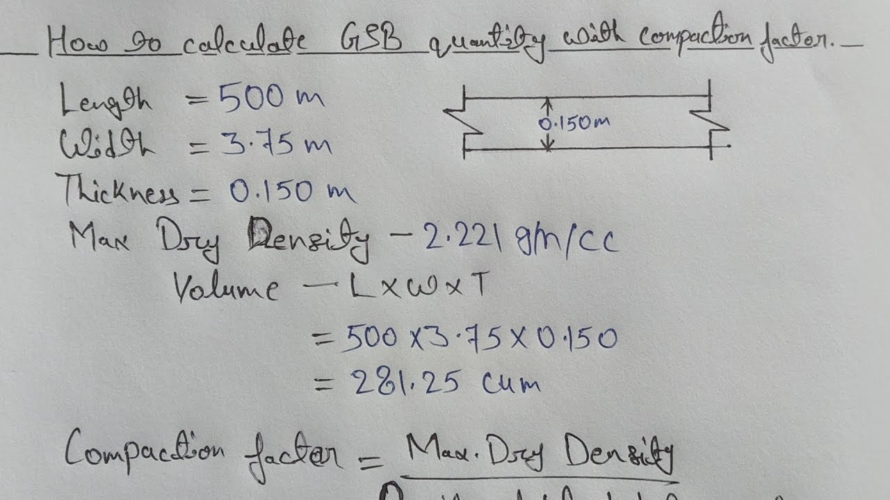How to Calculate GSB Quantity with Compaction Factor | Road ...