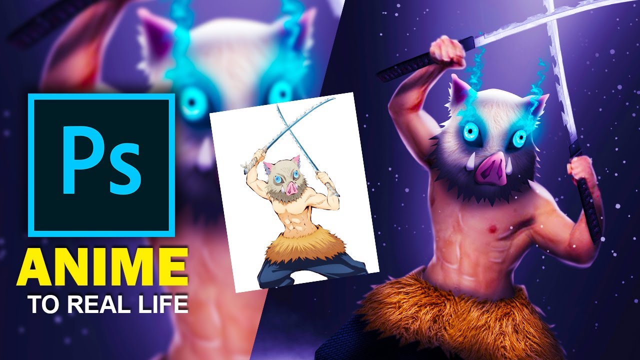 Demon Slayer - Kimetsu no Yaiba - Inosuke to real life Speed art - YouTube