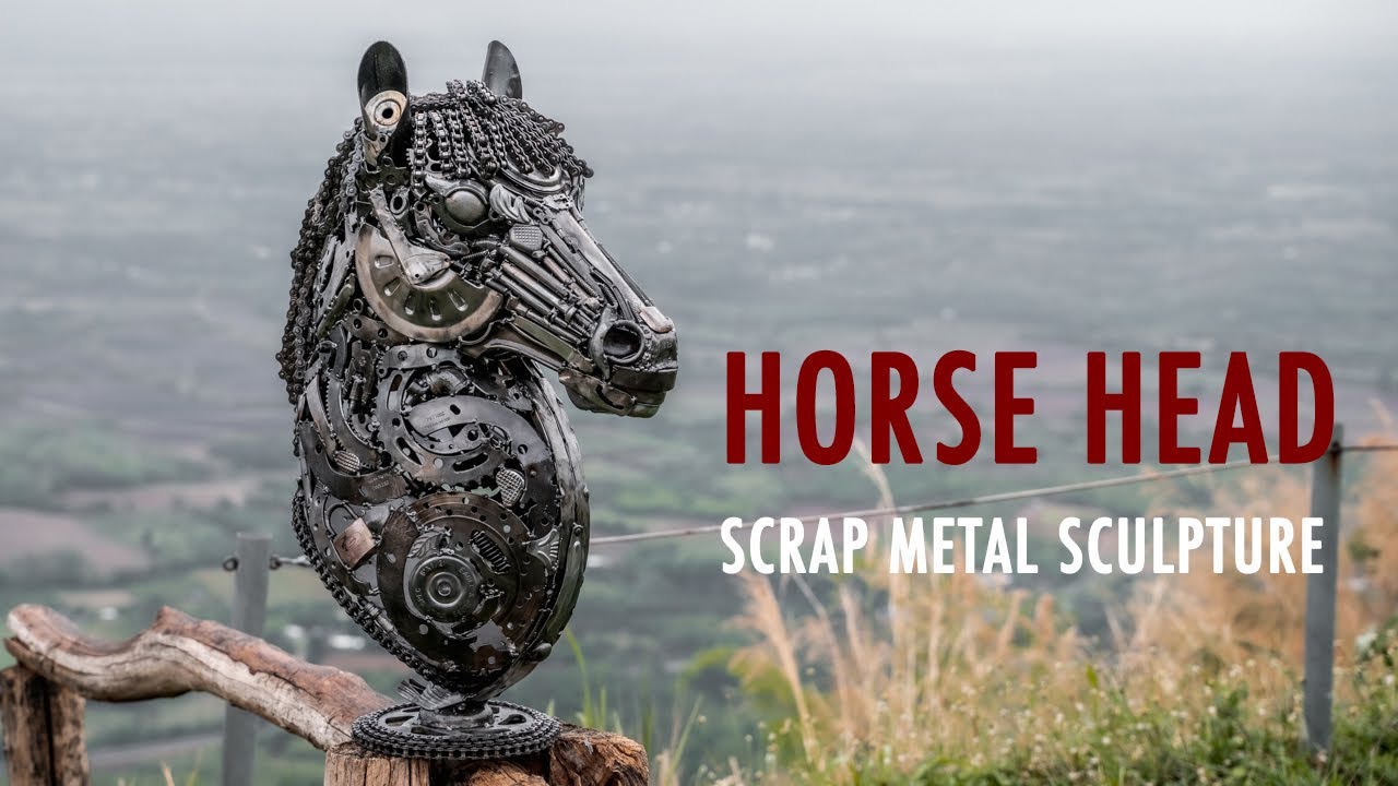 Horse head scrap metal sculpture - YouTube