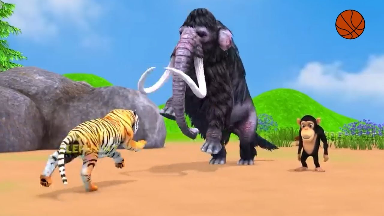 Monkey🐒 and Tigers🦁 Funny Race - Elephant Mammoth vs Dirty Tiger Fight ...