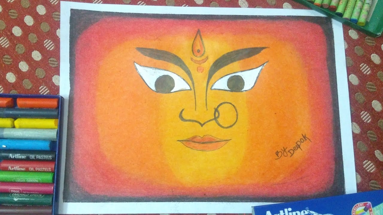 Dussehra special Drawing | with oil pastel - YouTube